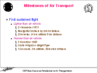Milestones of Air Transport