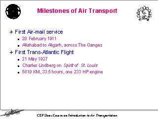 Milestones of Air Transport